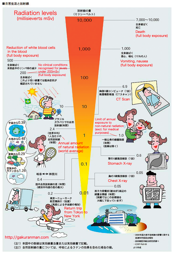 Infografik: Strahlenbelastung in mSv und die Auswirkungen auf den ...